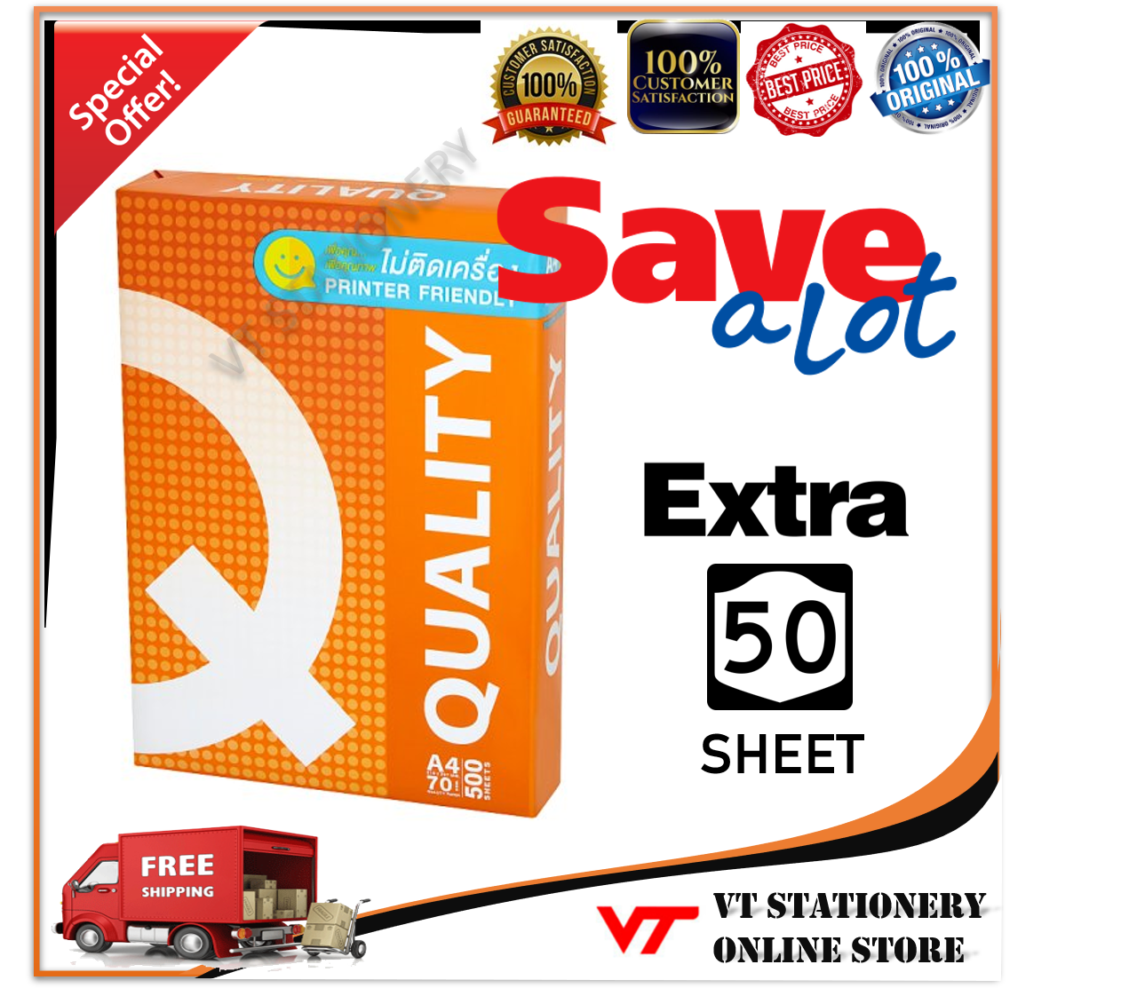 Quality A4 size copypaper 70gsm VT Stationery Puchong